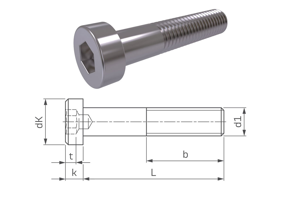 Bolt M8, DIN6912, galvanised | 60 mm | 08-6912-M8X60-VZ