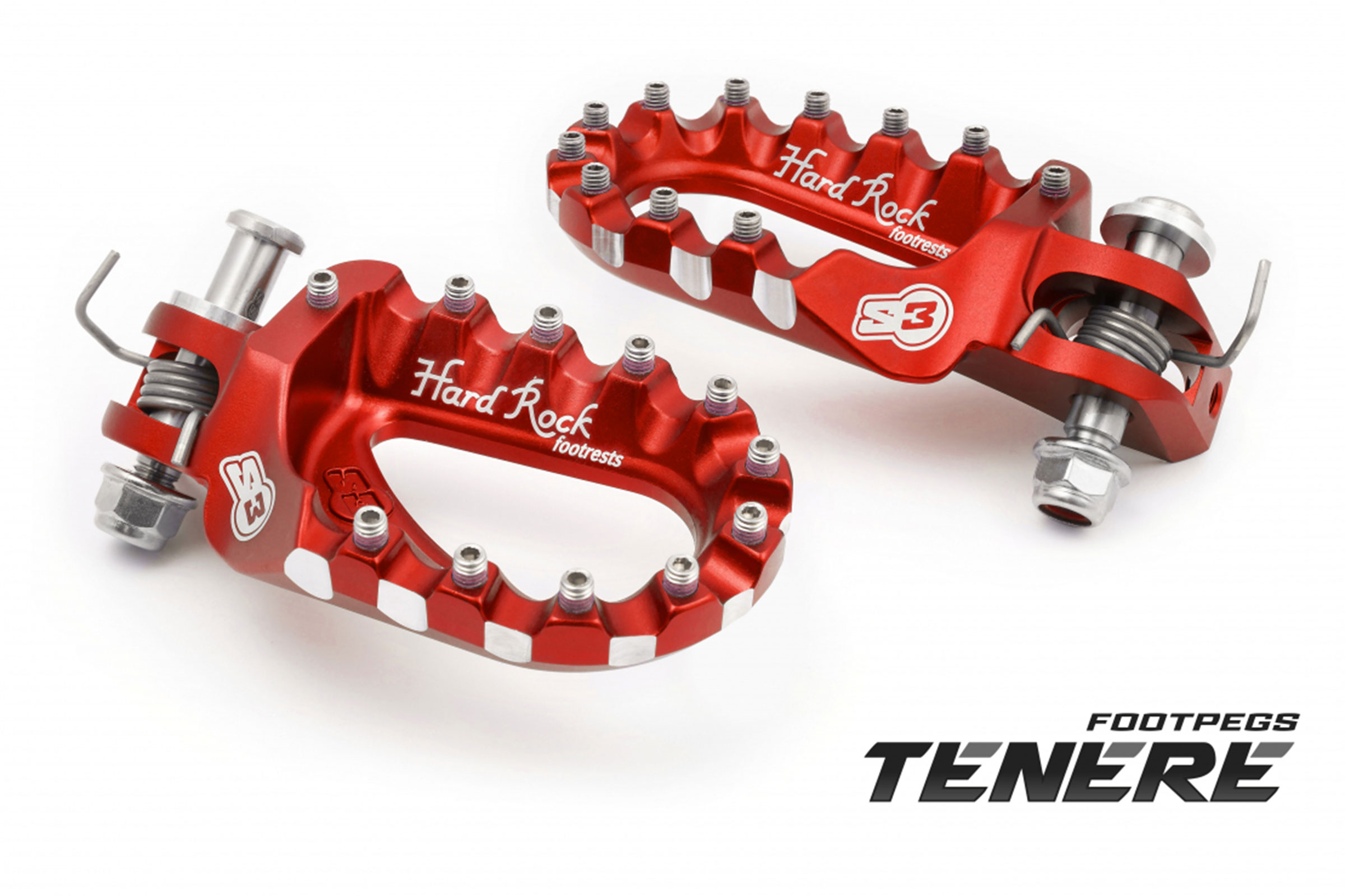 S3 Aluminium Footpegs Kit, height adjustable, Yamaha Tenere 700 | red ...